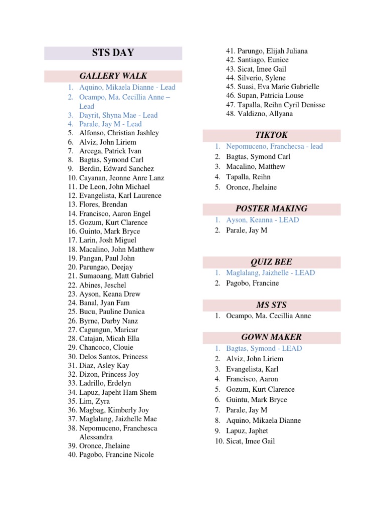 Sts Groups Official | PDF