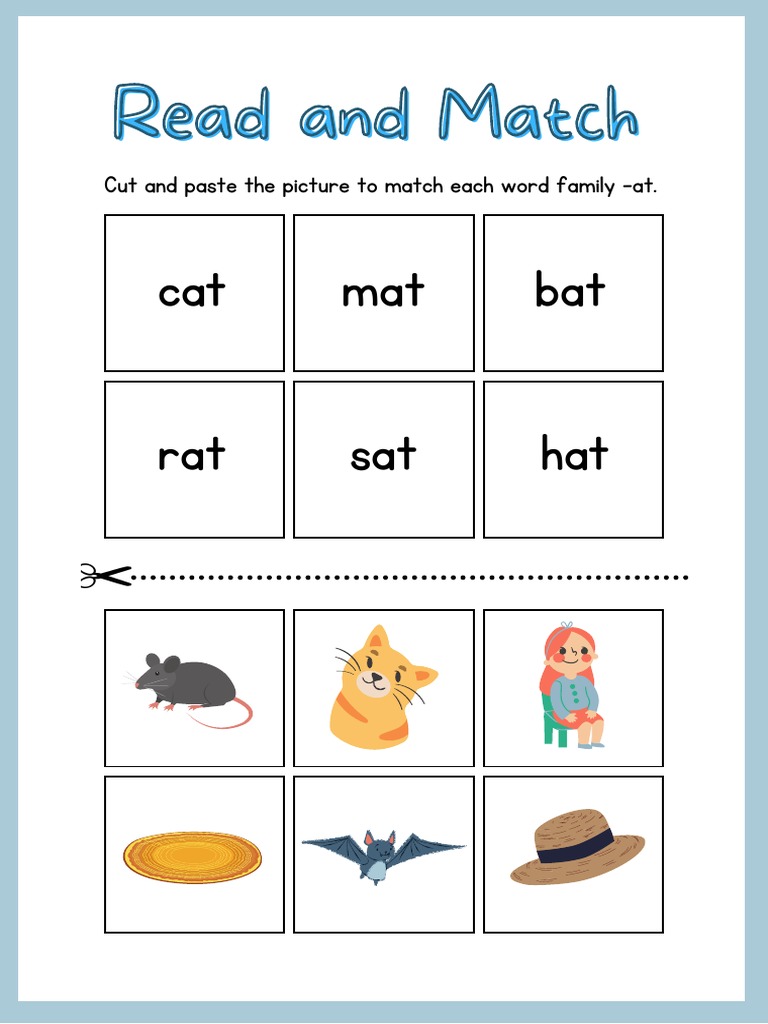 Word Family Matching Activity: -at and -an Word Endings | PDF
