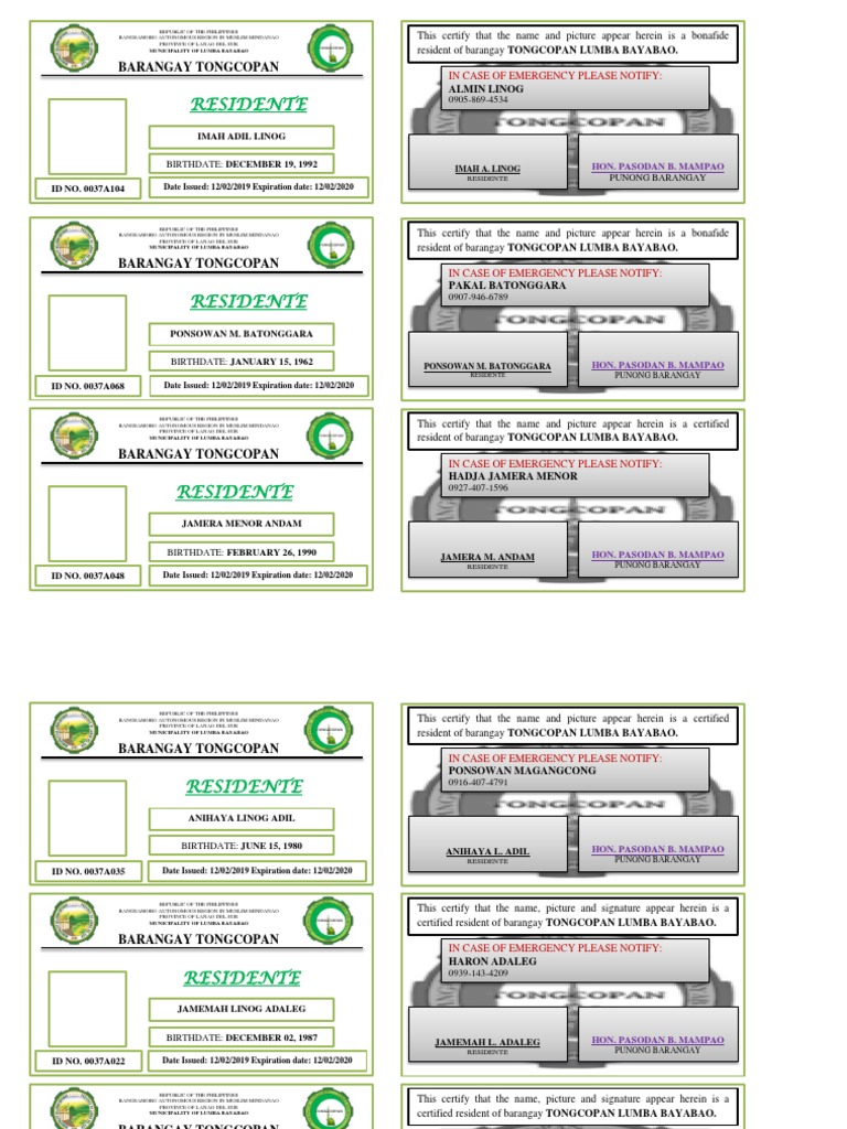 Brgy Id-001 | PDF