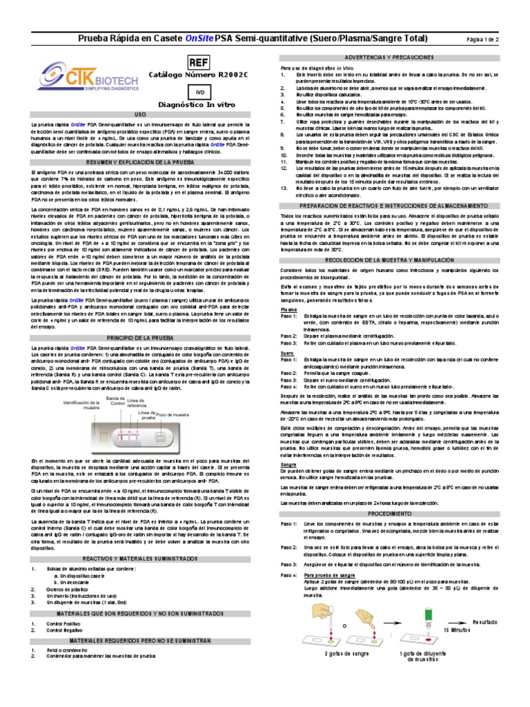 Inserto PSA Antigeno | PDF | Antígeno específico de la próstata ...