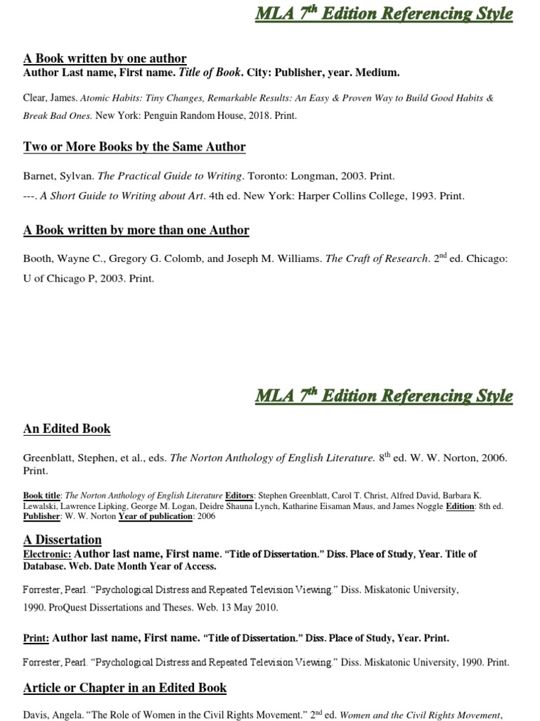 MLA 7th Edition Referencing Style | PDF | Writing | Written Communication