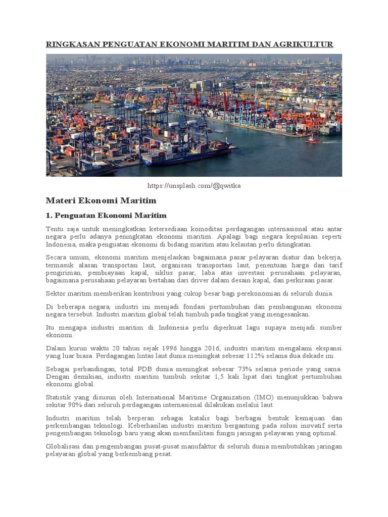 Ringkasan Penguatan Ekonomi Maritim Dan Agrikultur | PDF