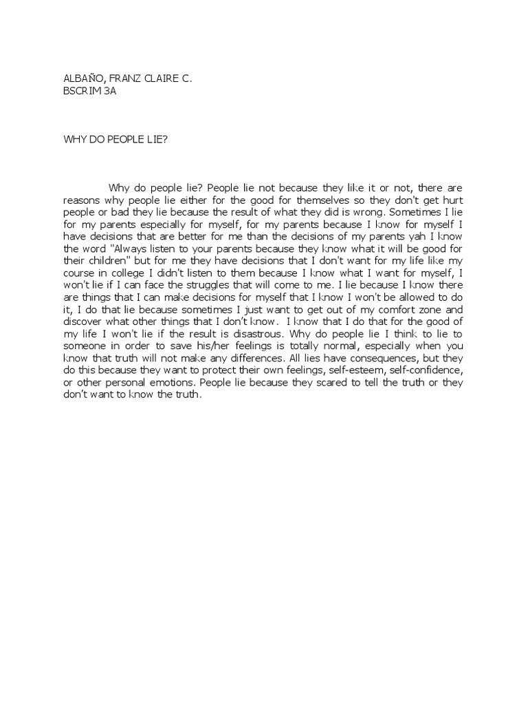 Reasons Why People Lie | PDF