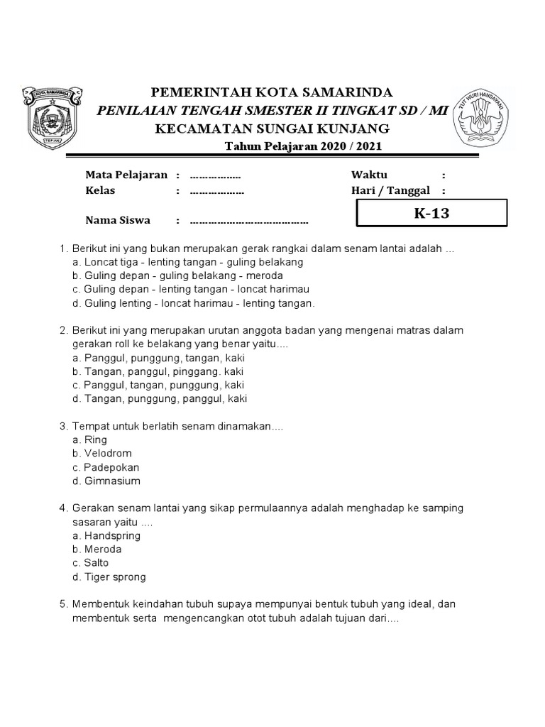 Soal PJOK Kls 5 | PDF