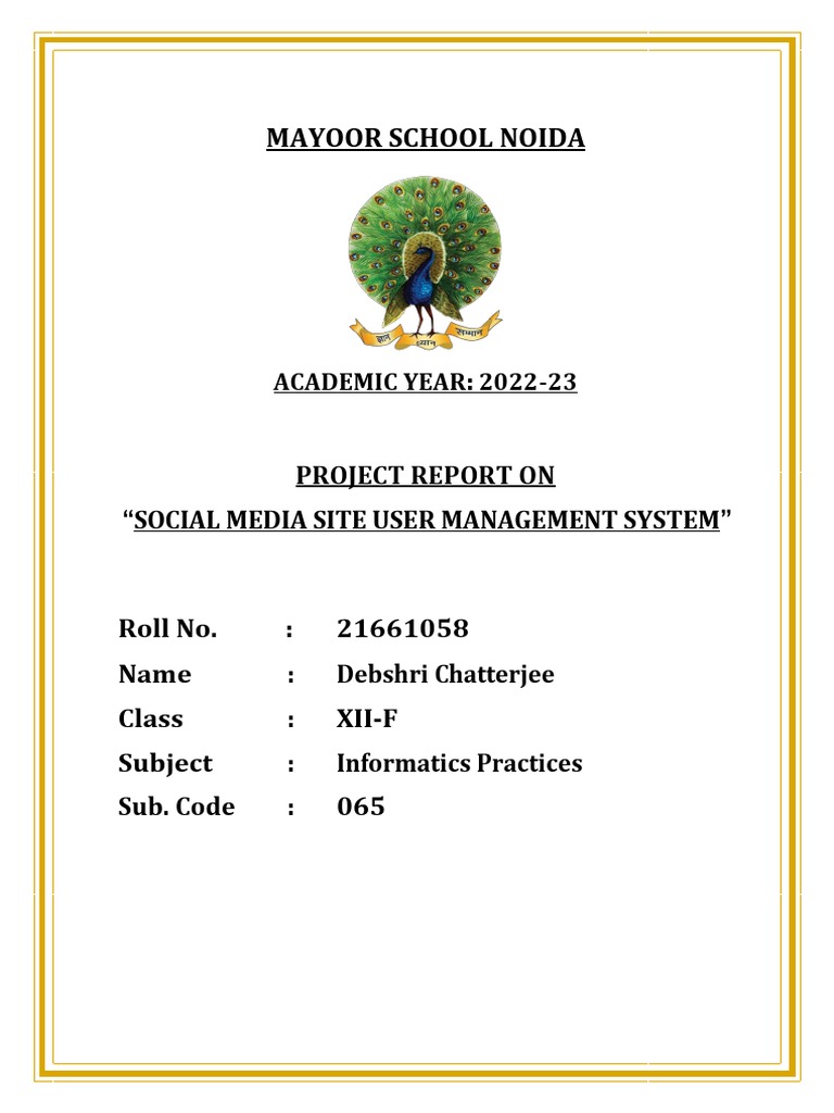 Social Media Site User Management System Class 12th Informatics ...