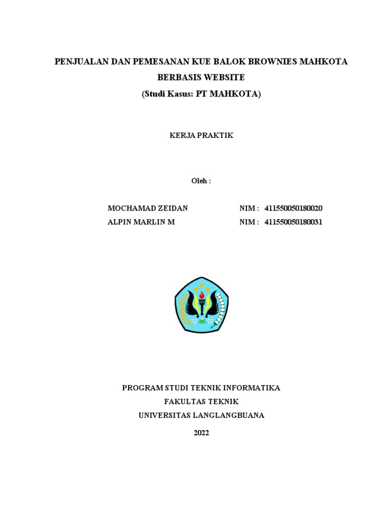 Laporan Kerja Praktek | PDF | Karier & Perkembangan | Bisnis