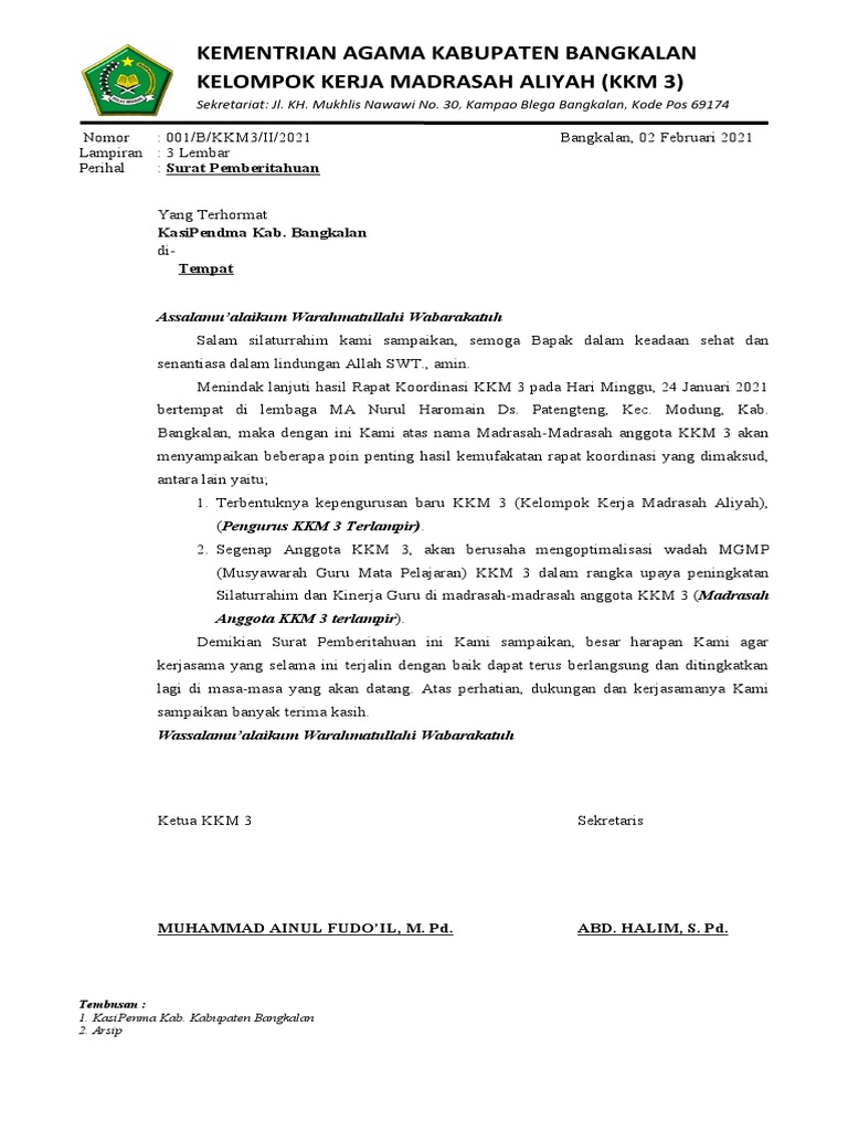 Surat KKM 3 | PDF