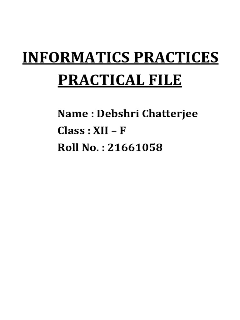 Informatics Practices Practical File Class 12th Pandas Matplotlib And Sql Questions With