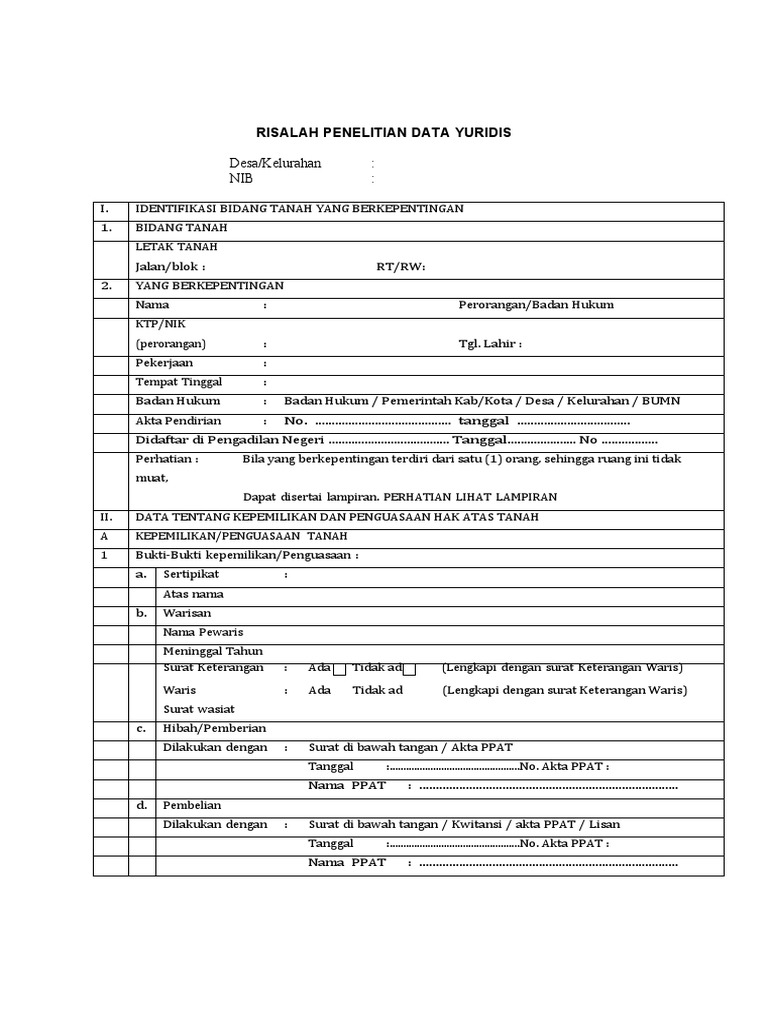 Penelitian Data Tanah Yuridis | PDF | Hukum