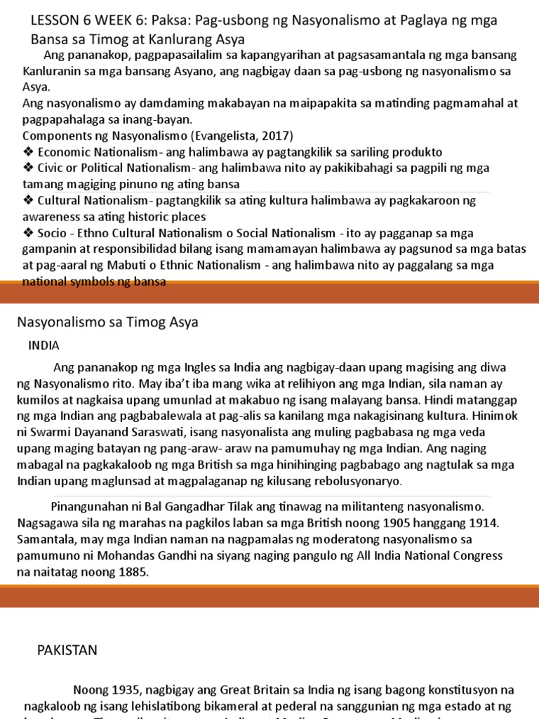Lesson 6 3rd QTR Pag Usbong NG Nasyonalismo at Paglaya | PDF Lesson 6 3rd QTR Pag Usbong NG Nasyonalismo at Paglaya | PDF