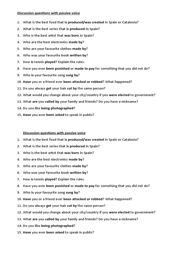 Passive Discussion Questions | PDF