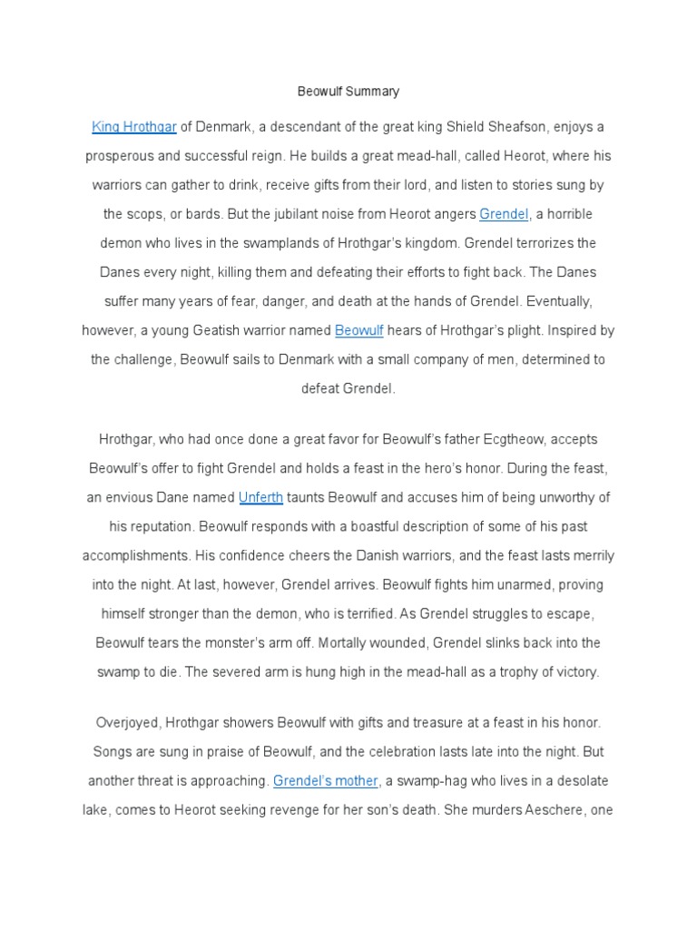 Beowulf Story | PDF | Beowulf | Narration