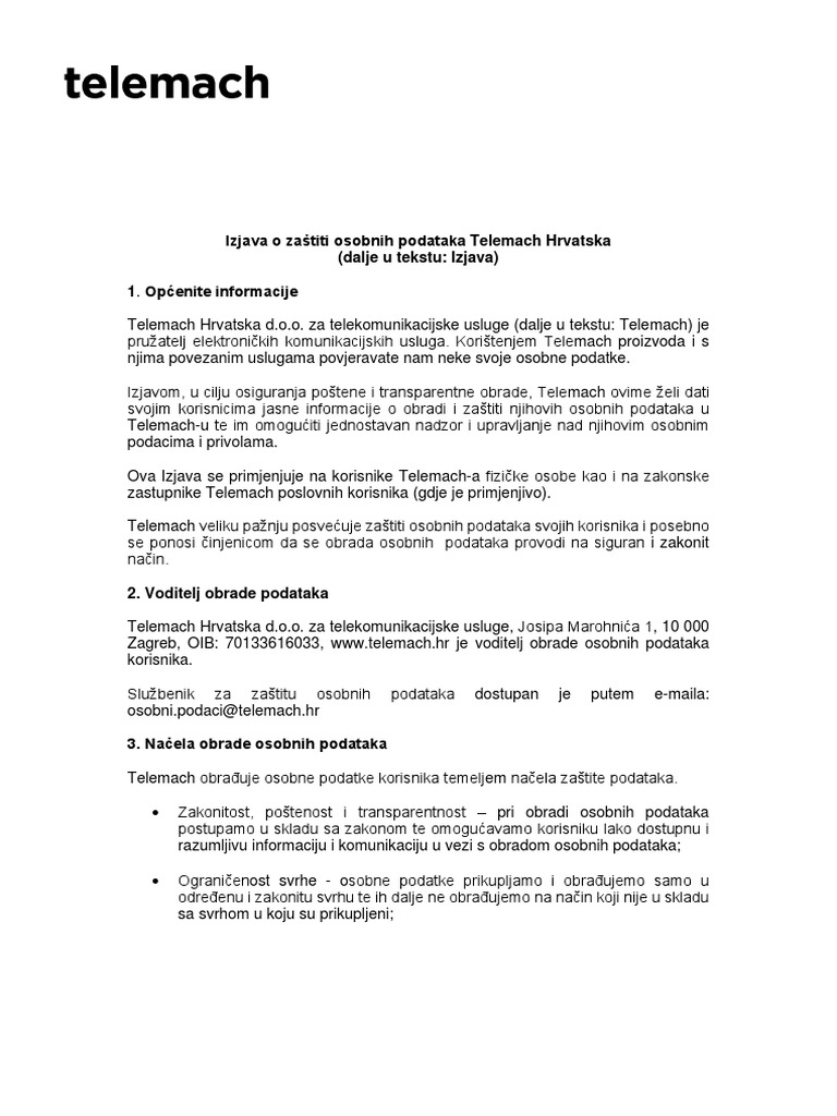 Uvjeti Koristenja Aplikacije Telemach I Lektire | PDF