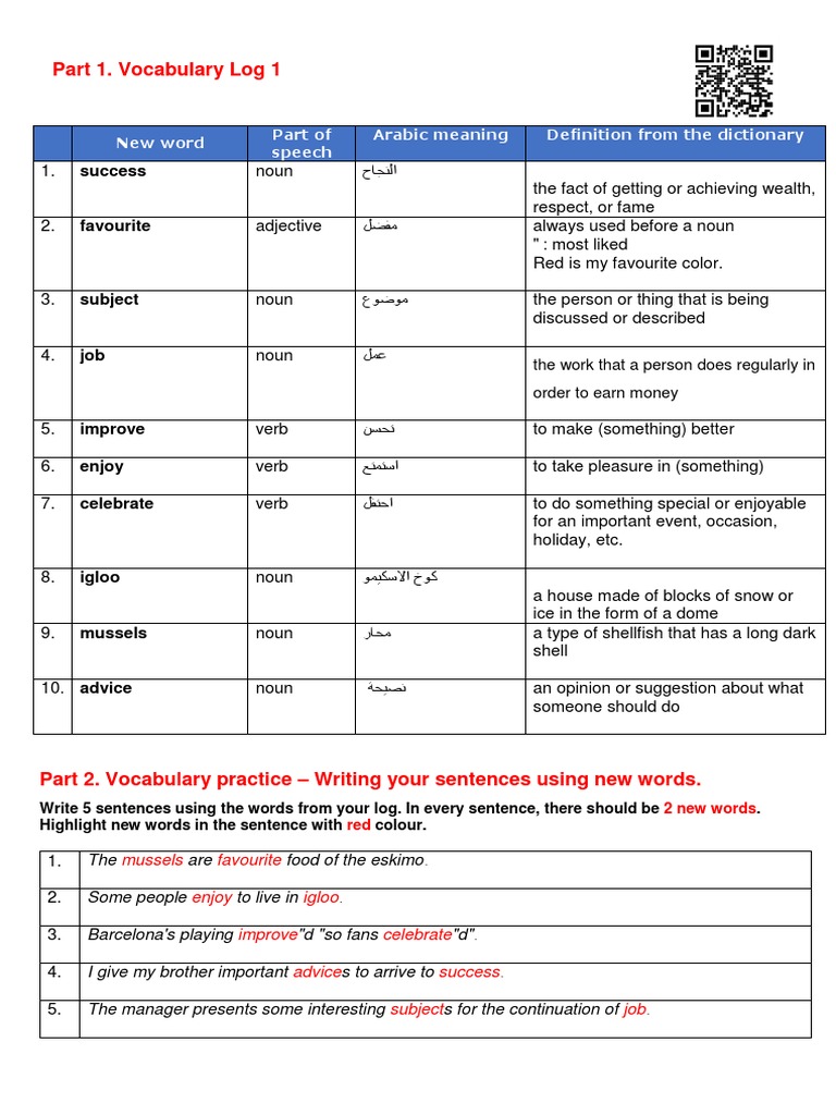New Vocab Log 1 NEW | PDF | Noun | Vocabulary