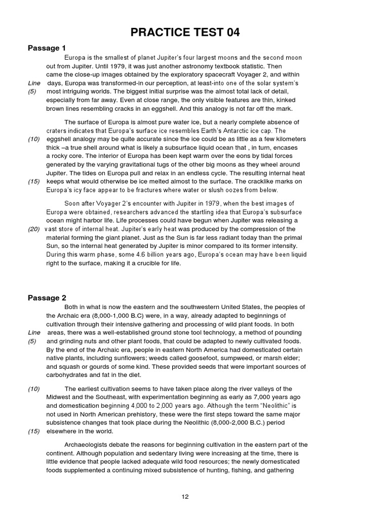 Reading Practice Test TOEFL 2 | PDF | Europa (Moon) | Jupiter