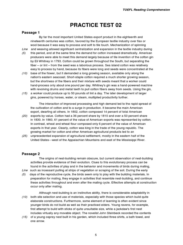 Reading Practice Test TOEFL 4 | PDF | Violin | Cotton
