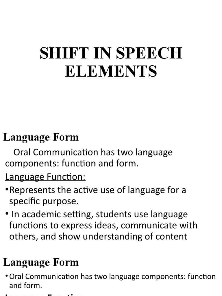 Shift in Speech Elements | PDF | Communication | Speech