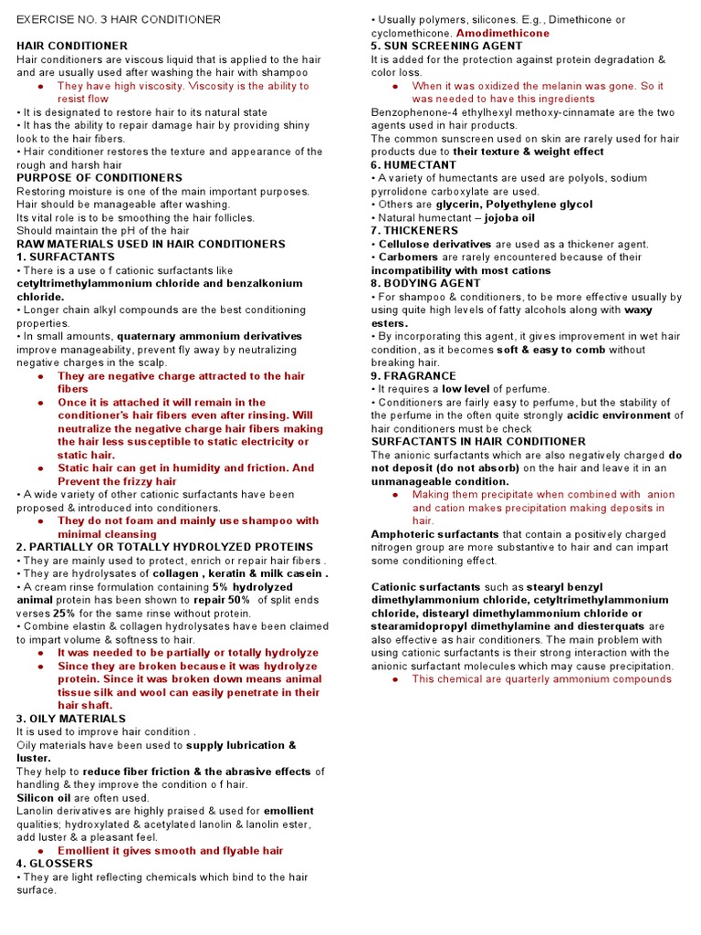 Hair Conditioner Ingredients Explained | PDF | Surfactant | Shampoo