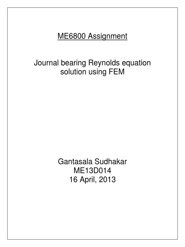 Reynolds Equationsolutionusing FEMin MATLAB | PDF | Finite Element Method | Equations