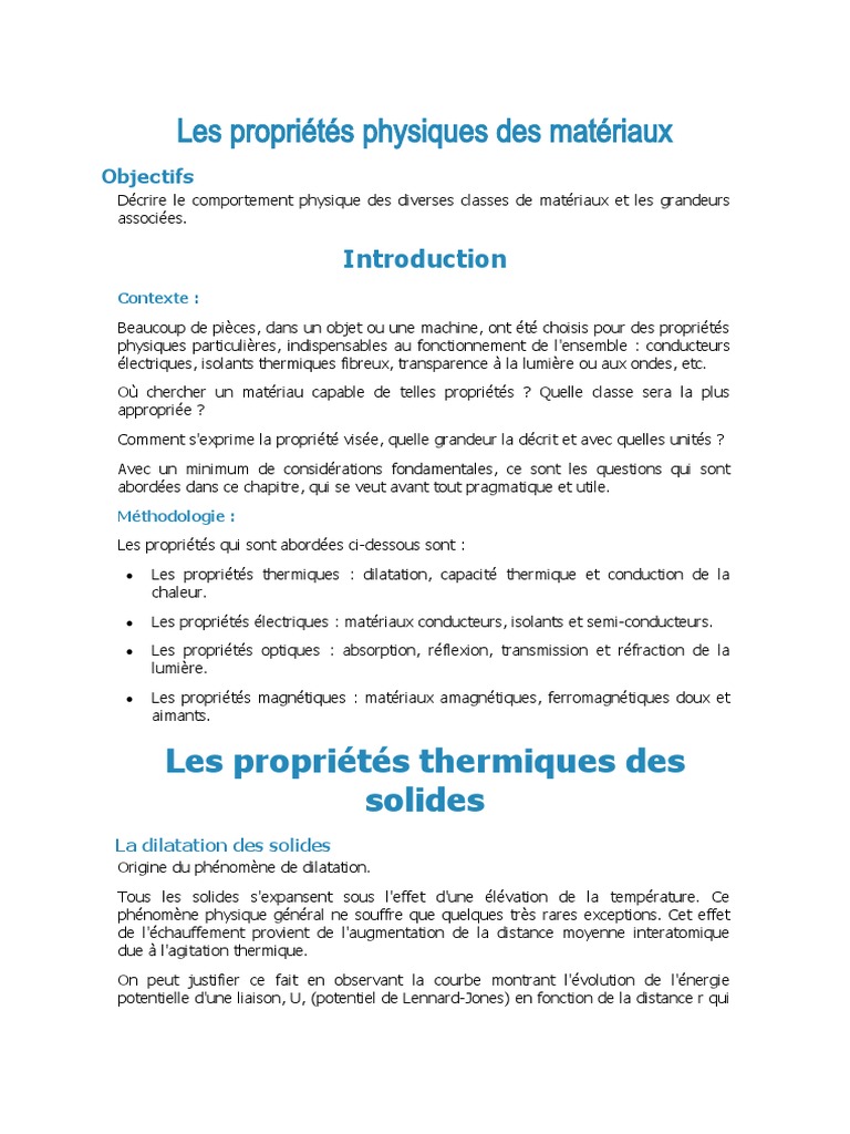 Propriétés physiques des matériaux | PDF | Ferromagnétisme | Théorie ...