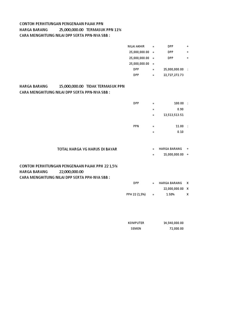 Rumus Mencari PPN & PPH DPP | PDF