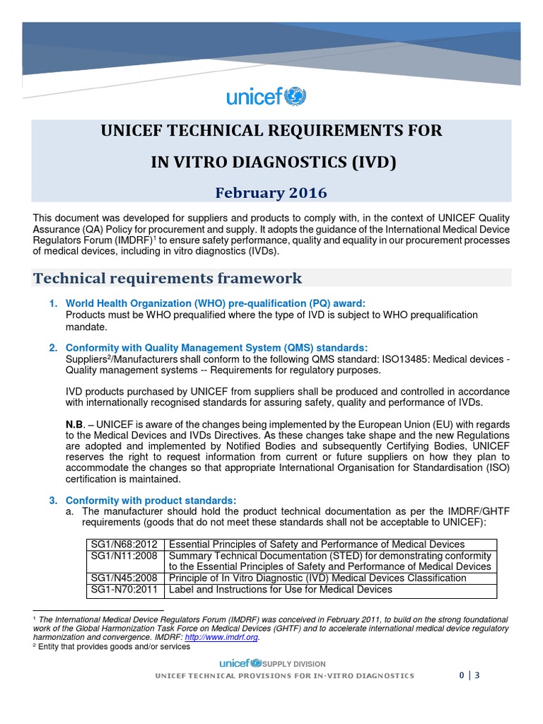 Technical Requirements in Vitro Diagnostics (IVD) | PDF | Medical Device | Quality Management System