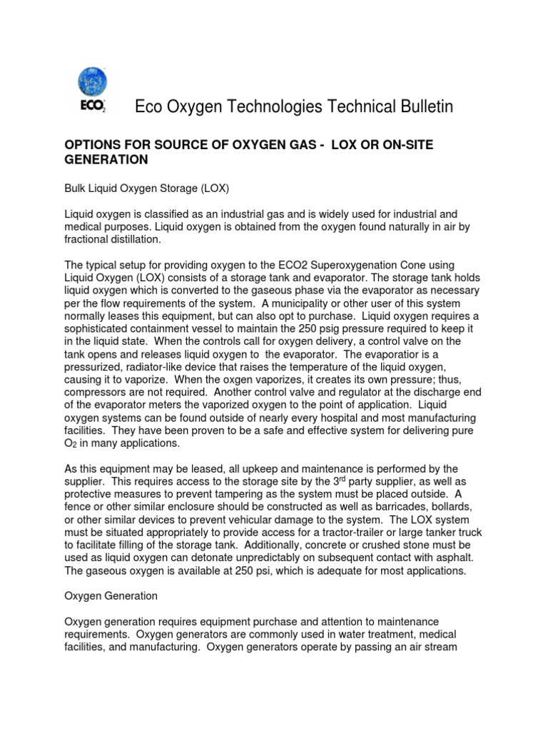 Tech Bulletin Comparing Oxygen Source Options | PDF | Adsorption | Gas ...