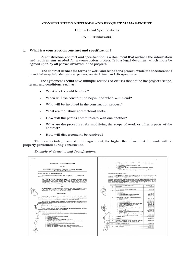 Contracts and Specifications | PDF | Specification (Technical Standard) | Business