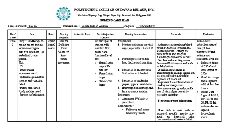 NCP J2 | PDF | Dehydration | Human Diseases And Disorders