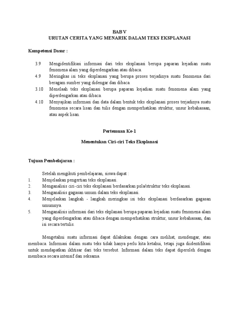 Pertemuan 1 Bab V Teks Eksplanasi | PDF | Kajian Bahasa Asing