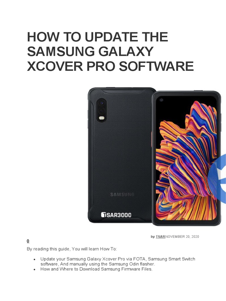 How To Update The Samsung Galaxy Xcover Pro Software | PDF | Booting | Usb
