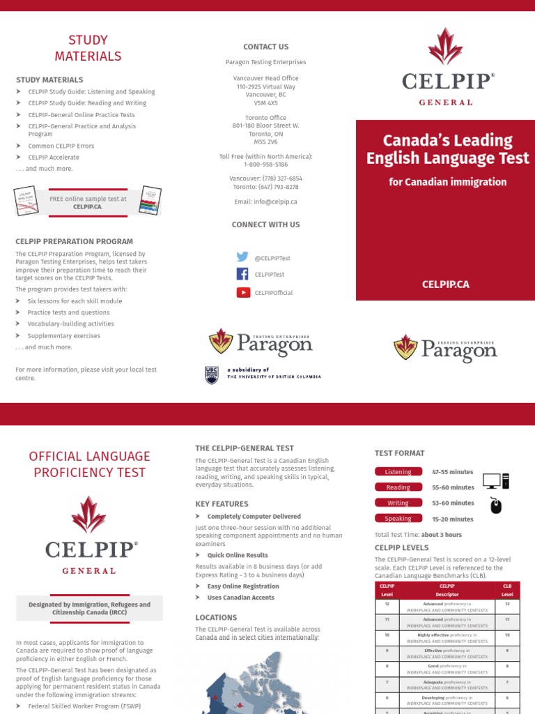 CELPIP Study Materials and Preparation Program Guide | PDF | Canada