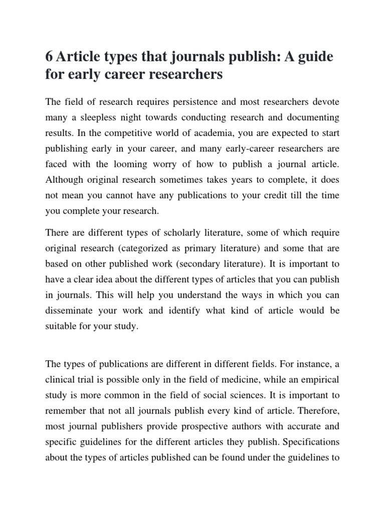 6 Article Types That Journals Publish | PDF | Clinical Trial ...