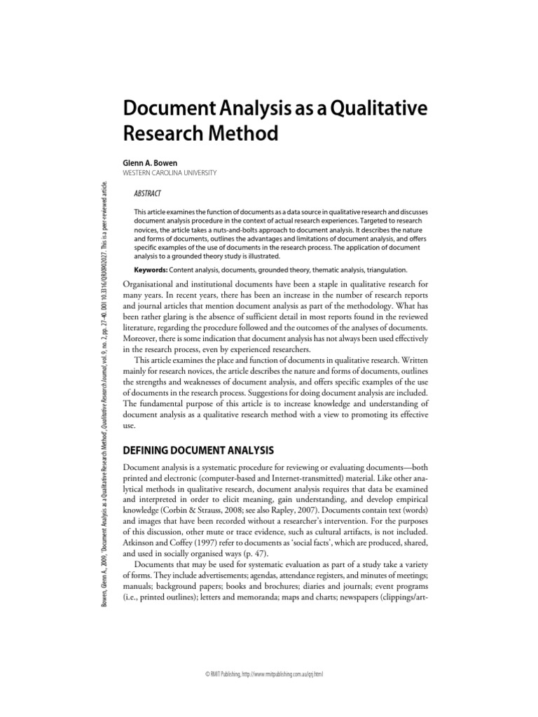Document Analysis As A Qualitative Resea | Download Free PDF ...