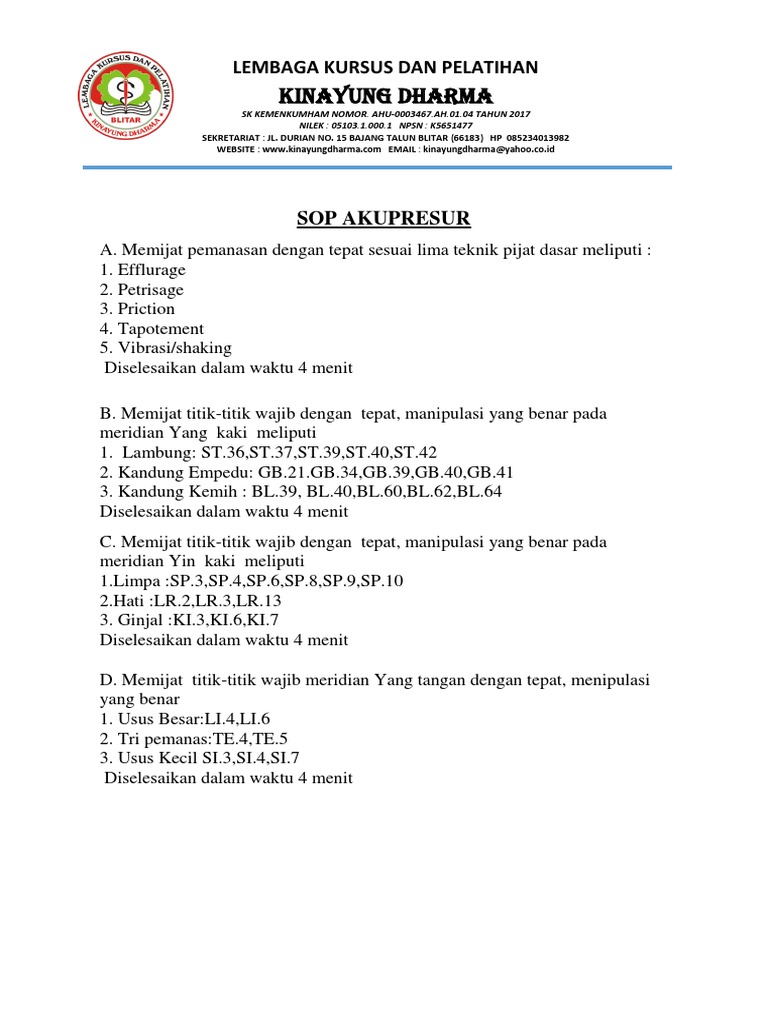 Sop Akupresur | PDF | Olahraga & Rekreasi | Sains & Matematika