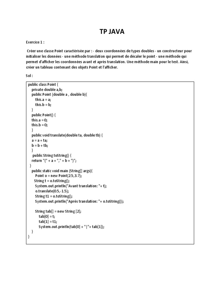 Affichage d'un tableau de Points en Java | PDF