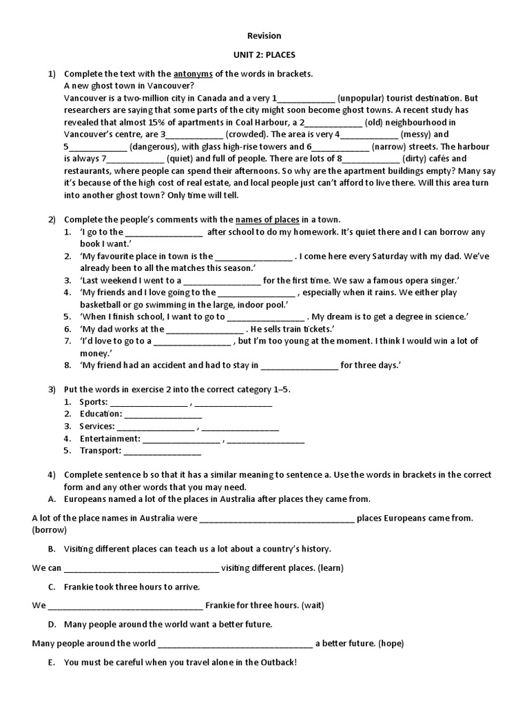 Revision - Unit 2,3,4 | Download Free PDF | Room | Popcorn