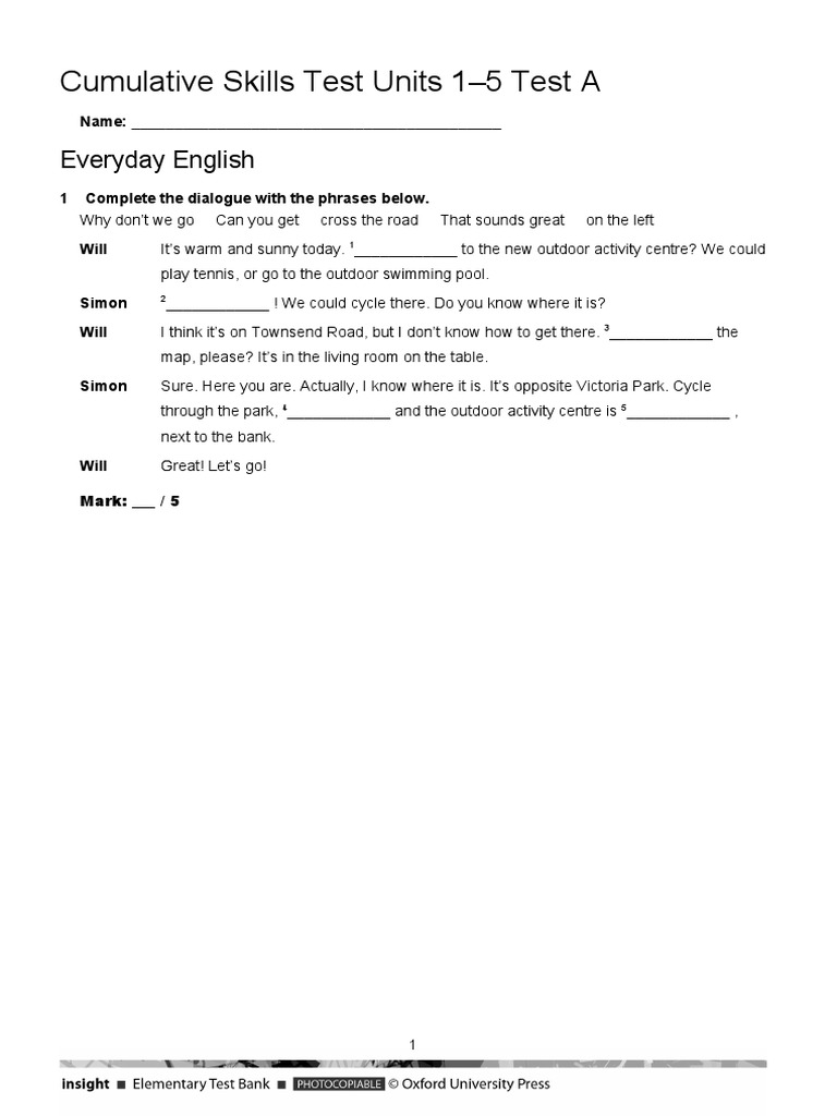 Cumulative Skills Units 1-5 A | PDF | Dogs