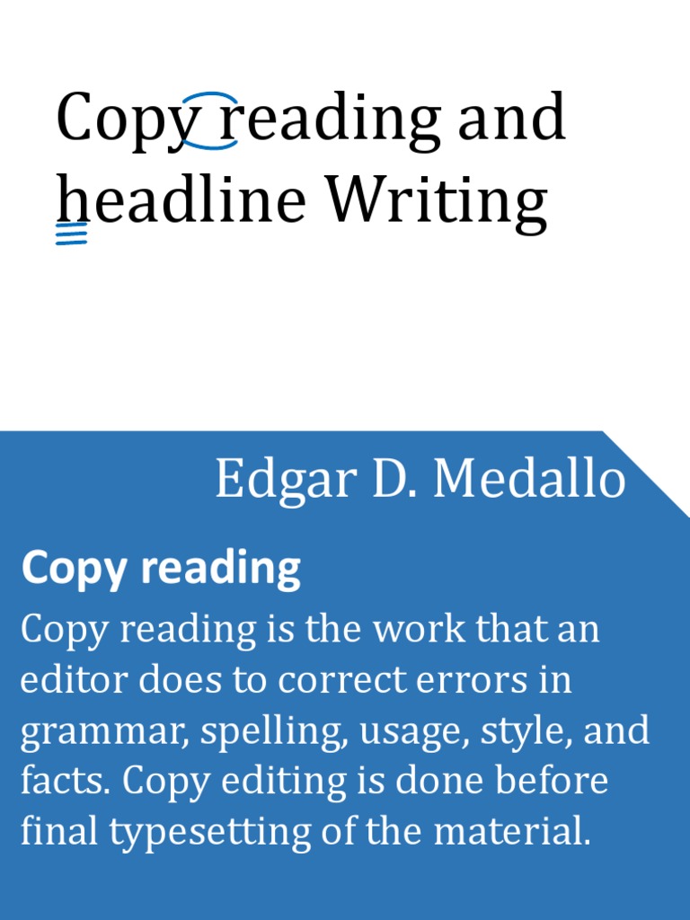 Copy Reading and Headline Writing | PDF | Copy Editing | Linguistic ...