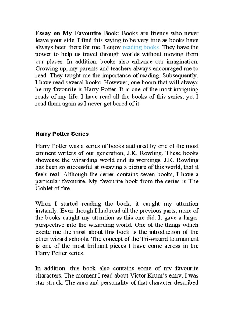 Essay On My Favourite Book | PDF | Harry Potter