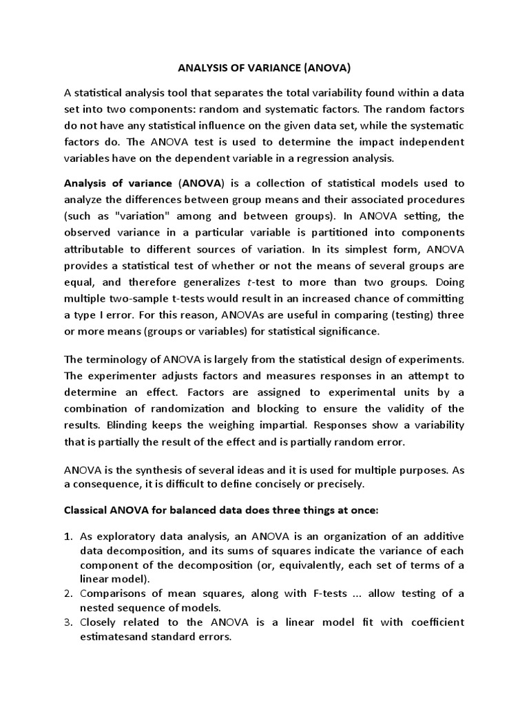 Anova & Factor Analysis | Download Free PDF | Analysis Of Variance | Factor Analysis
