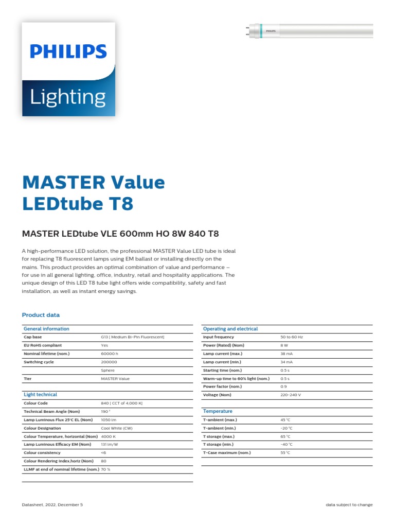 Philips T8 Pendaflour | PDF | Fluorescent Lamp | Lighting
