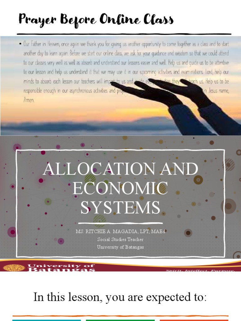 Lesson 2 Allocation and The Economic Systems | PDF | Finance & Money ...