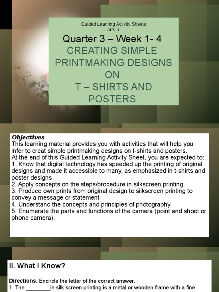 Arts W1 | PDF | Printmaking | Artistic Techniques