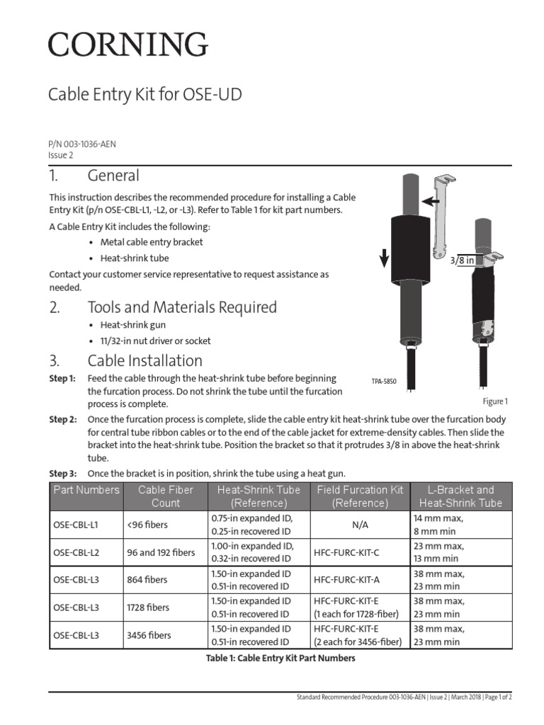 Cable Entry Kit For OSE-UD - 003-1036-AEN | PDF | Manufactured Goods ...