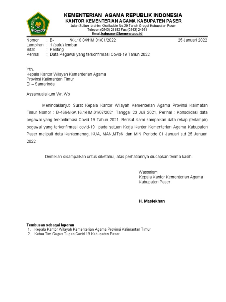 Contoh Surat Balasan | PDF