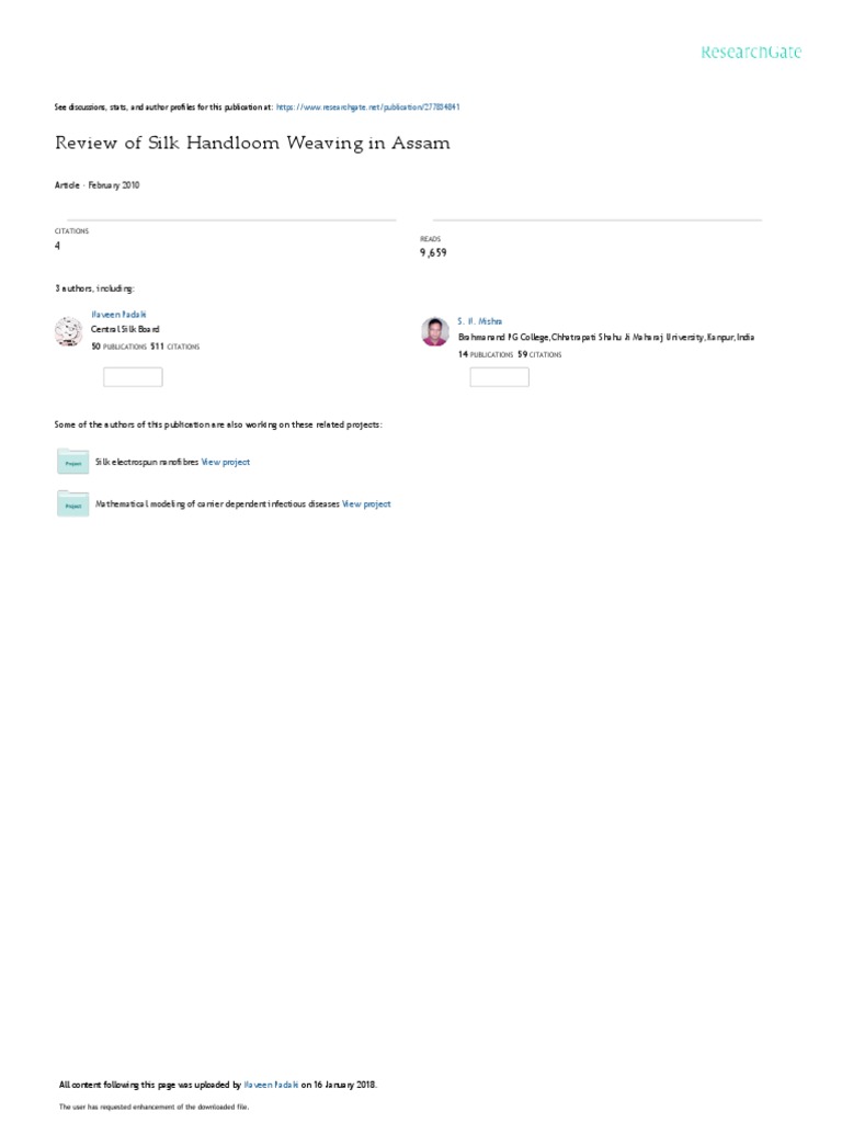 Review of Silk Handloom Weaving in Assam | PDF | Weaving | Loom