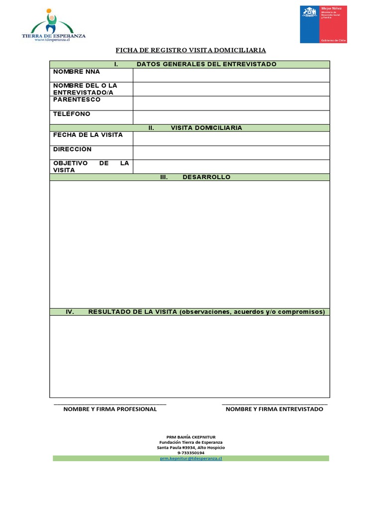 Registro de Visitas Domiciliarias | PDF