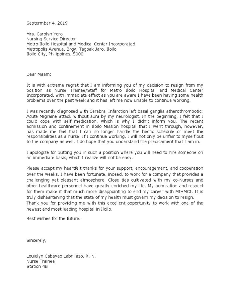 Resignation Letter | PDF | Hospital | Social Programs