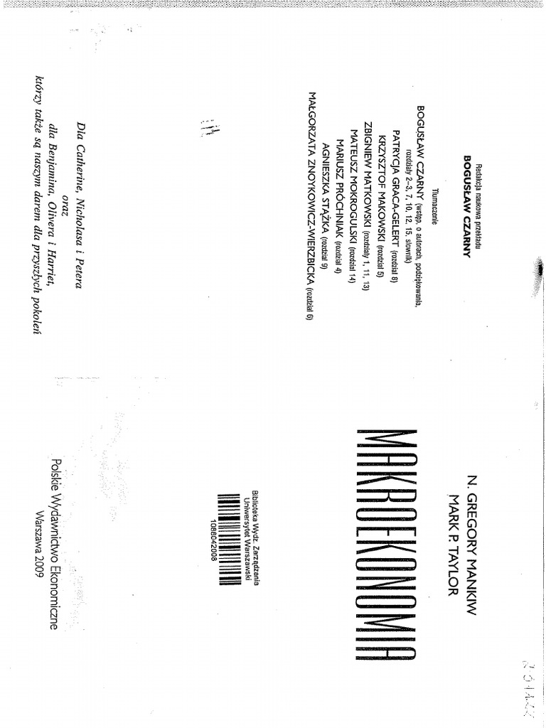 Makroekonomia N. G. Mankiw, M. P. Taylor PWE W-Wa 2009 | PDF